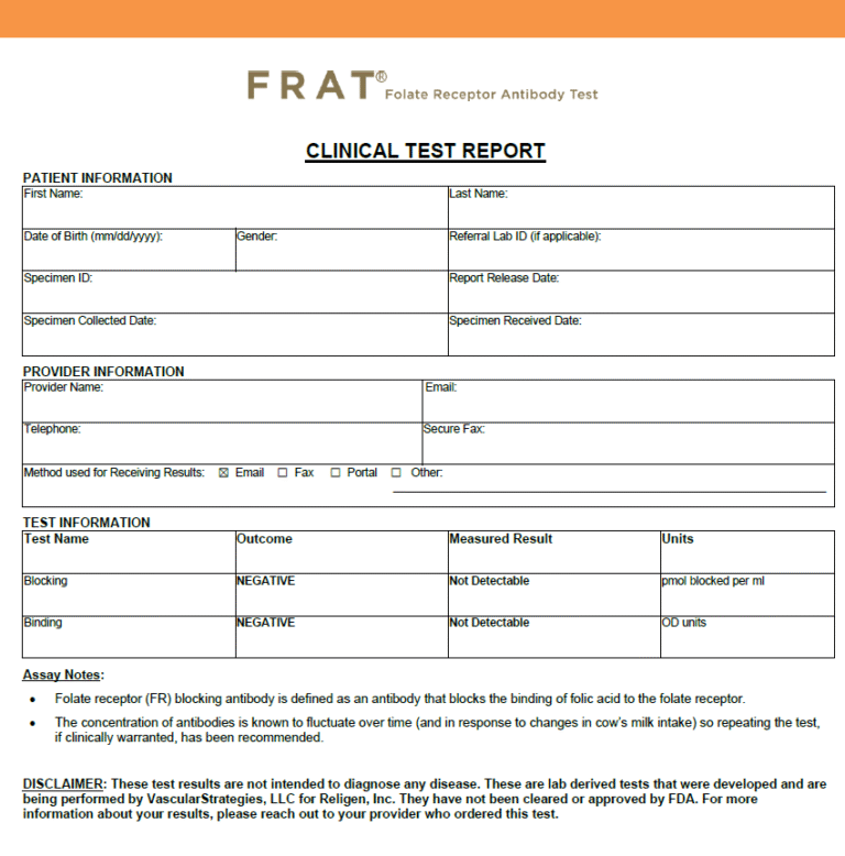 FRAT test (Folate Receptor Antibody Test)